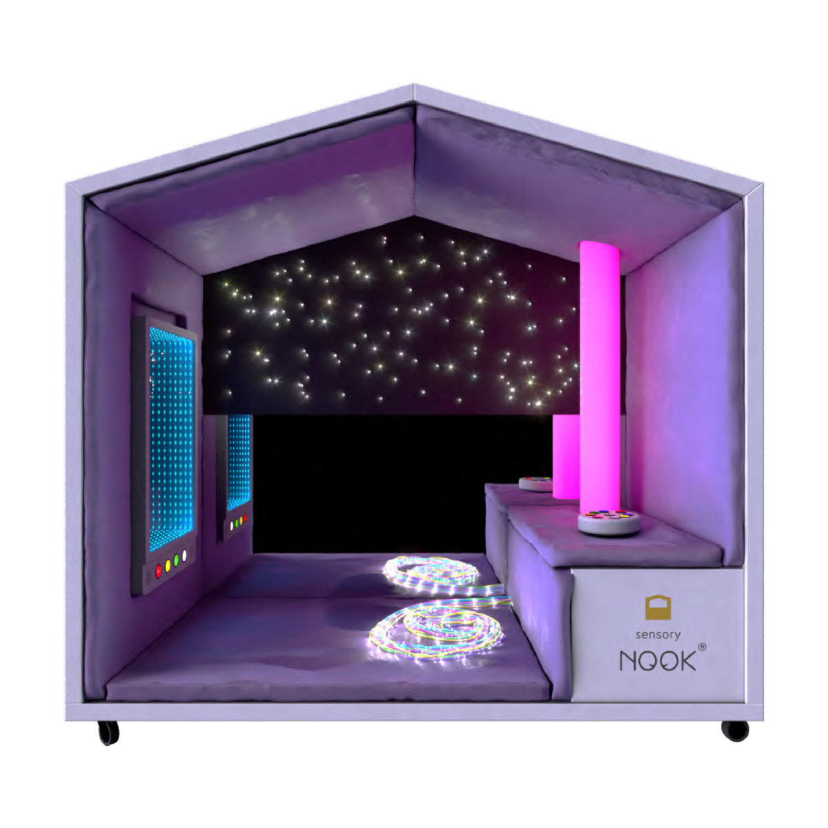 Nook Pod Nook Interactive Sensory Pod for Active Stimulation with Bench, LED Light Tube ...